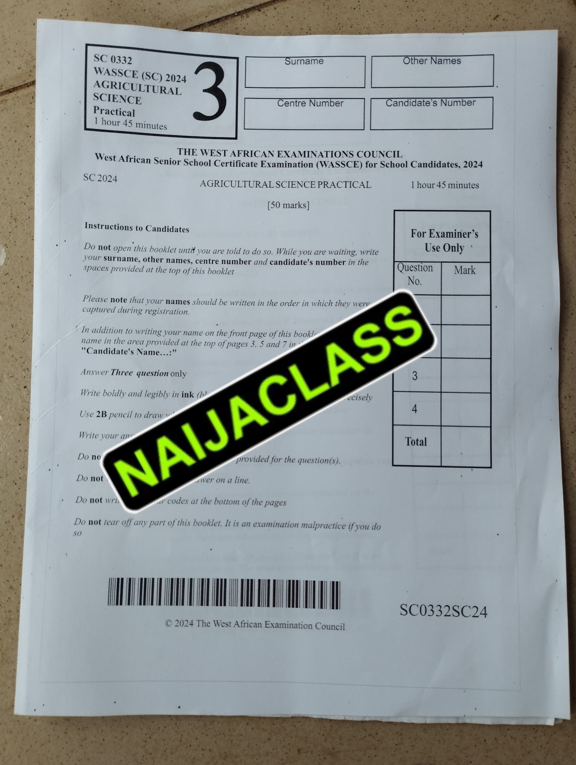 Waec 2024 Expo For Agric Science Practical Answer - Naijaclass.com