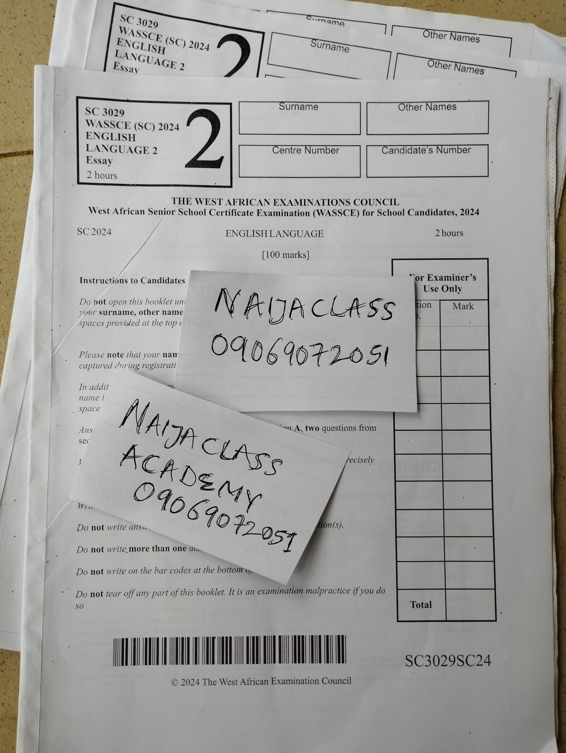 Waec English Language 2024 Expo Answer - Naijaclass Academy