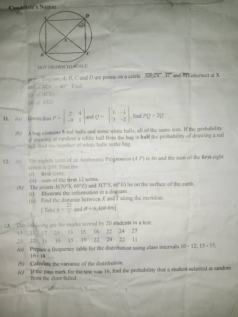 Waec Mathematics 2025 Question And Answer