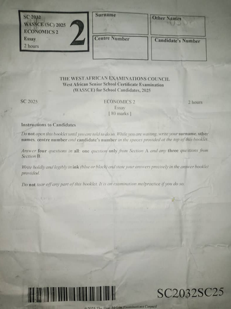 Waec 2025 Economics Questions Paper Expo