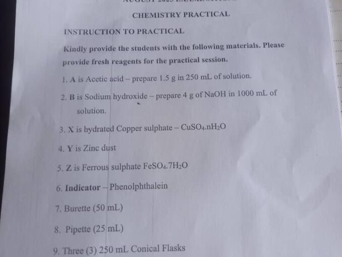 Jupeb 2025 Physics Practical Specimen